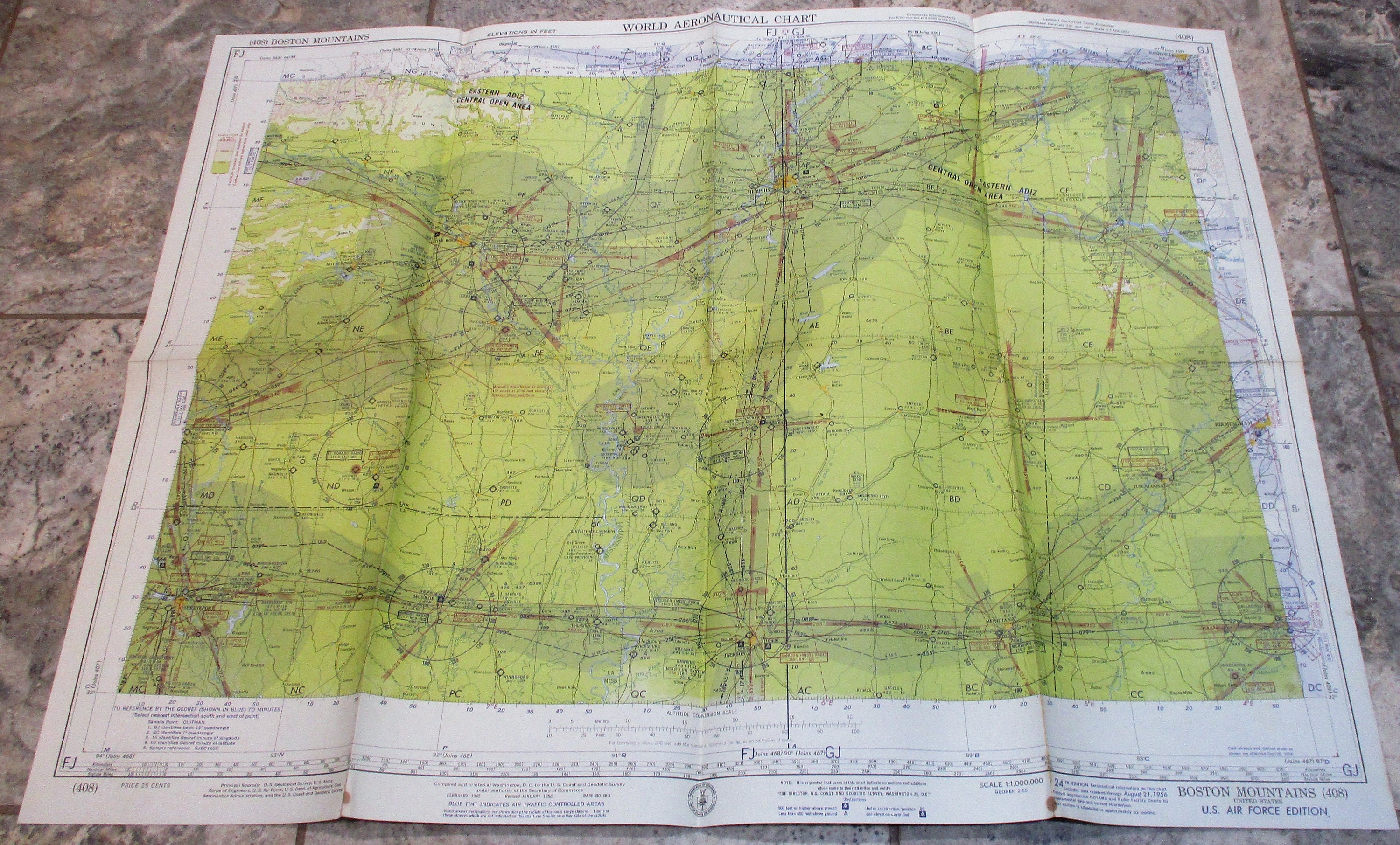 1956 Air Force Map Aeronautical Map Vintage Pilot's Map | Etsy