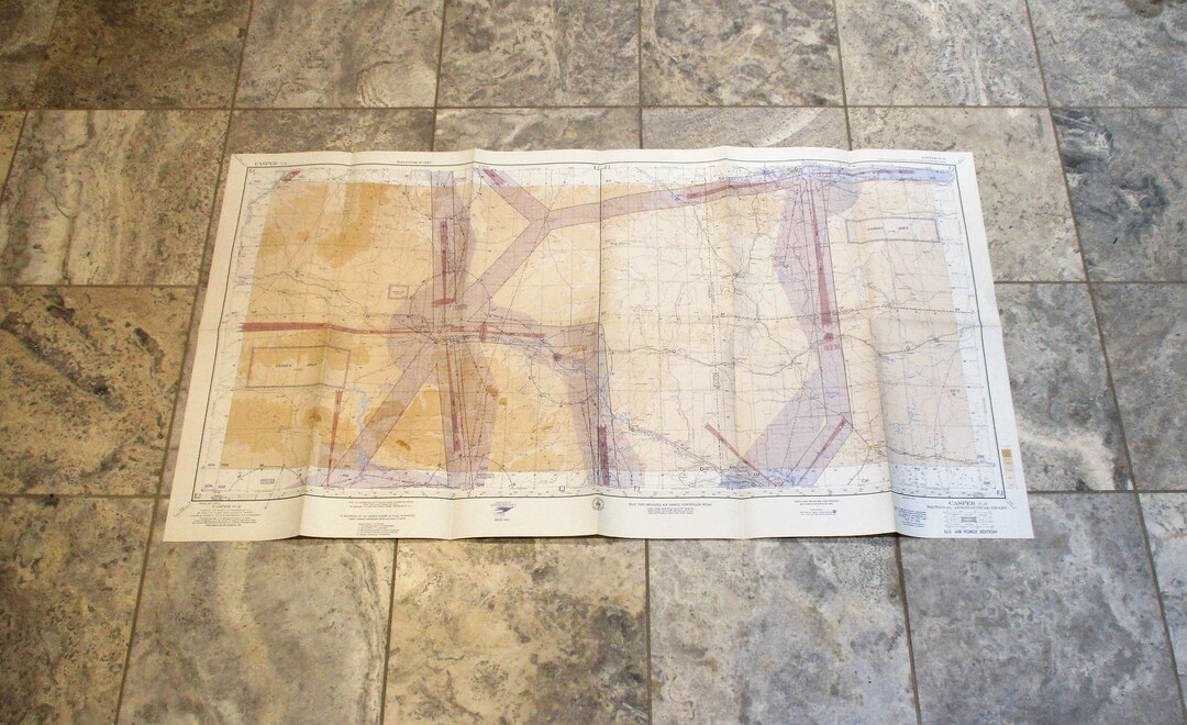 1953 Air Force Map, Aeronautical Map, Vintage Pilot's Map, Casper ...