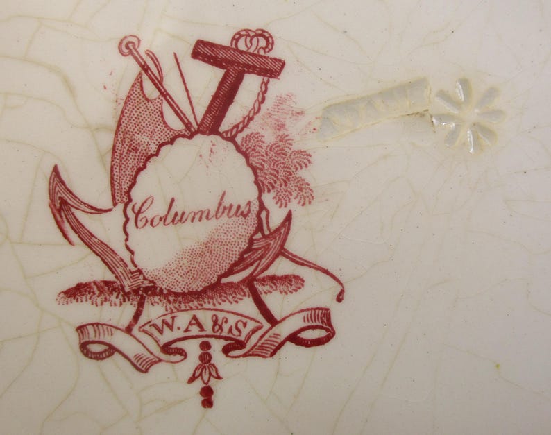 Antique Transferware Plate: William Adams & Sons, Columbus Series ...