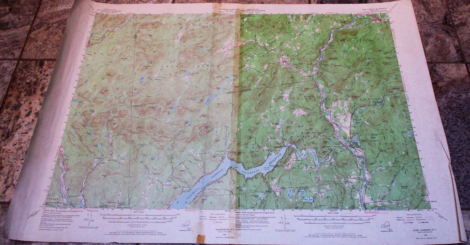 1955 Adirondack Park Map: Harrisburg & Lake Luzerne Quadrangles - Etsy