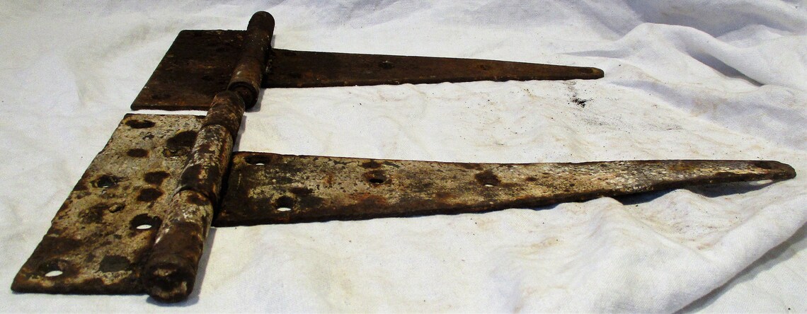 Large Hinges, Heavy Duty Crusty Old Farm Hinges, Circa 1940s ...