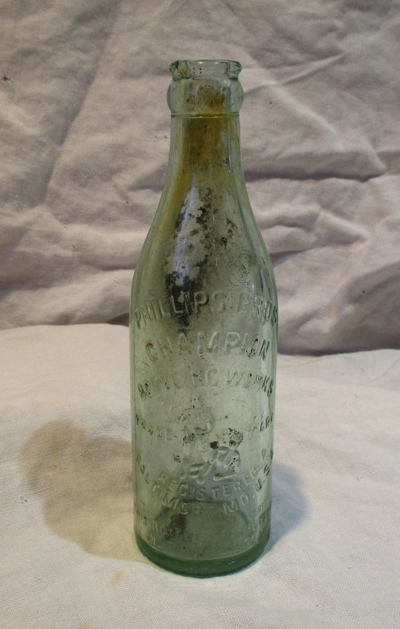 Antique Baltimore Green Glass Bottle: Phillips Brothers Champion ...