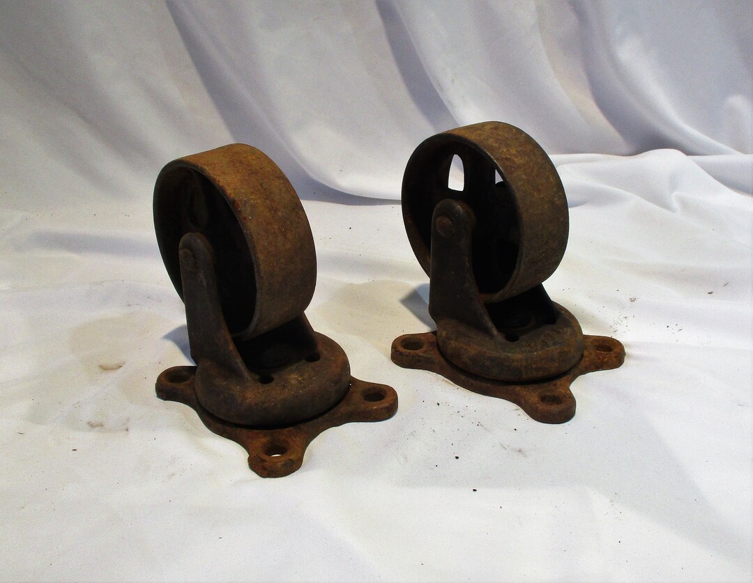 Industrial Cart or Mining Cart Wheels, Repurpose as Bookends, Old ...