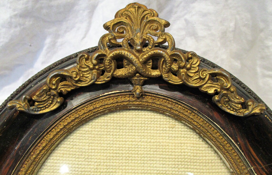 Wood Oval Picture Frames Amazing Pair With Metal Ormalu - Etsy