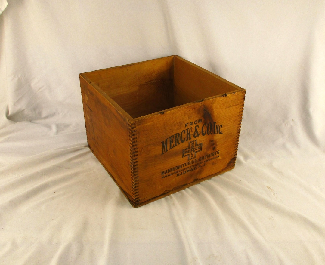 Merck Large Wood Shipping Crate, Copper Sulphate Crystals Poison Empty ...