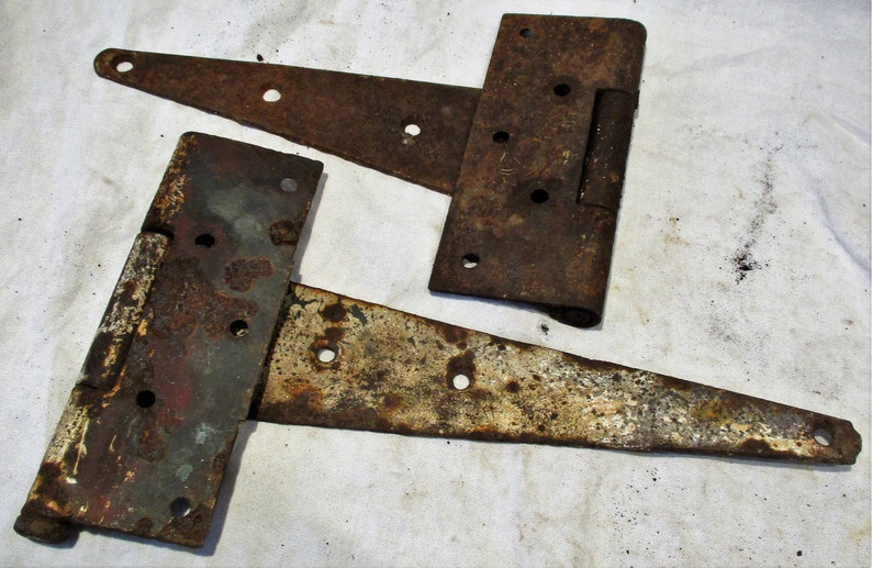 Large Hinges, Heavy Duty Crusty Old Farm Hinges, Circa 1940s ...
