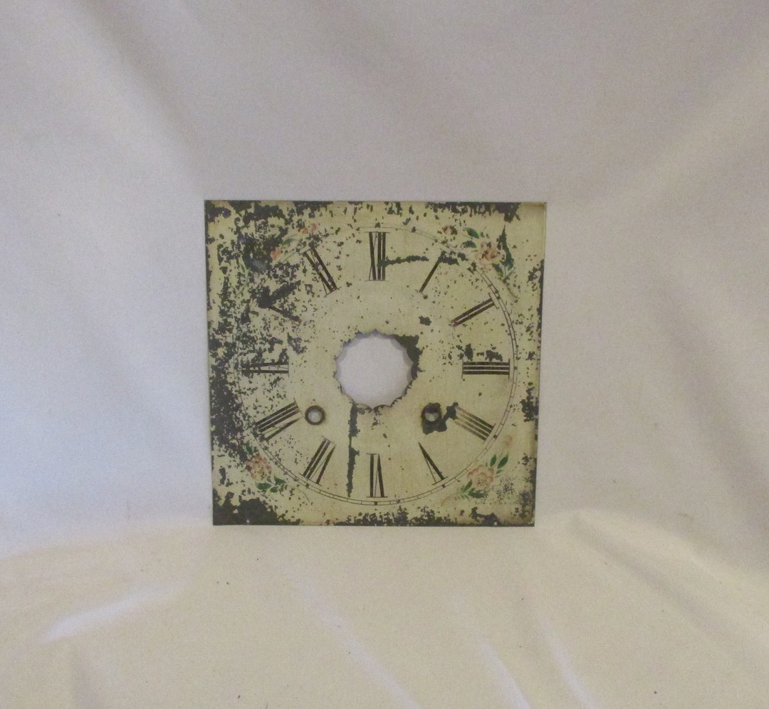 Clock Face, Vintage Square Shape, Sunburst Opening, Hand Painted ...