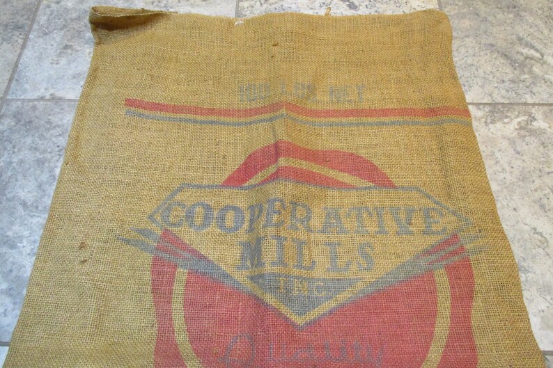 Burlap Sack Cooperative Mills Feed Sack Vintage Farm and | Etsy