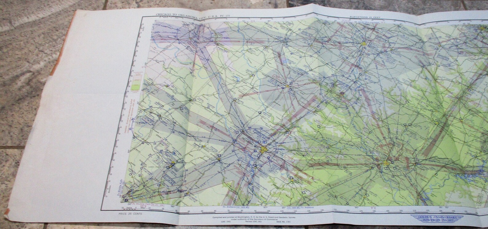 1953 Chicago to Oklahoma City Flight Chart: Vintage Pilot's Map - Etsy