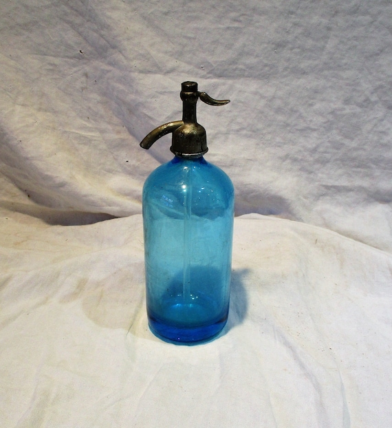 Awesome Antique Blue Glass Seltzer Bottle Crystal Clear Sparkling Soda ...