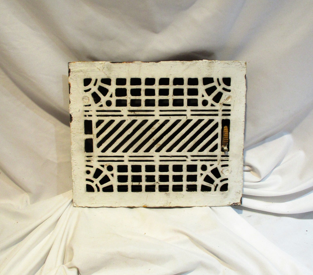 Vent Grate or Radiator Grate, Large Rectangular Art Deco Cast Iron ...