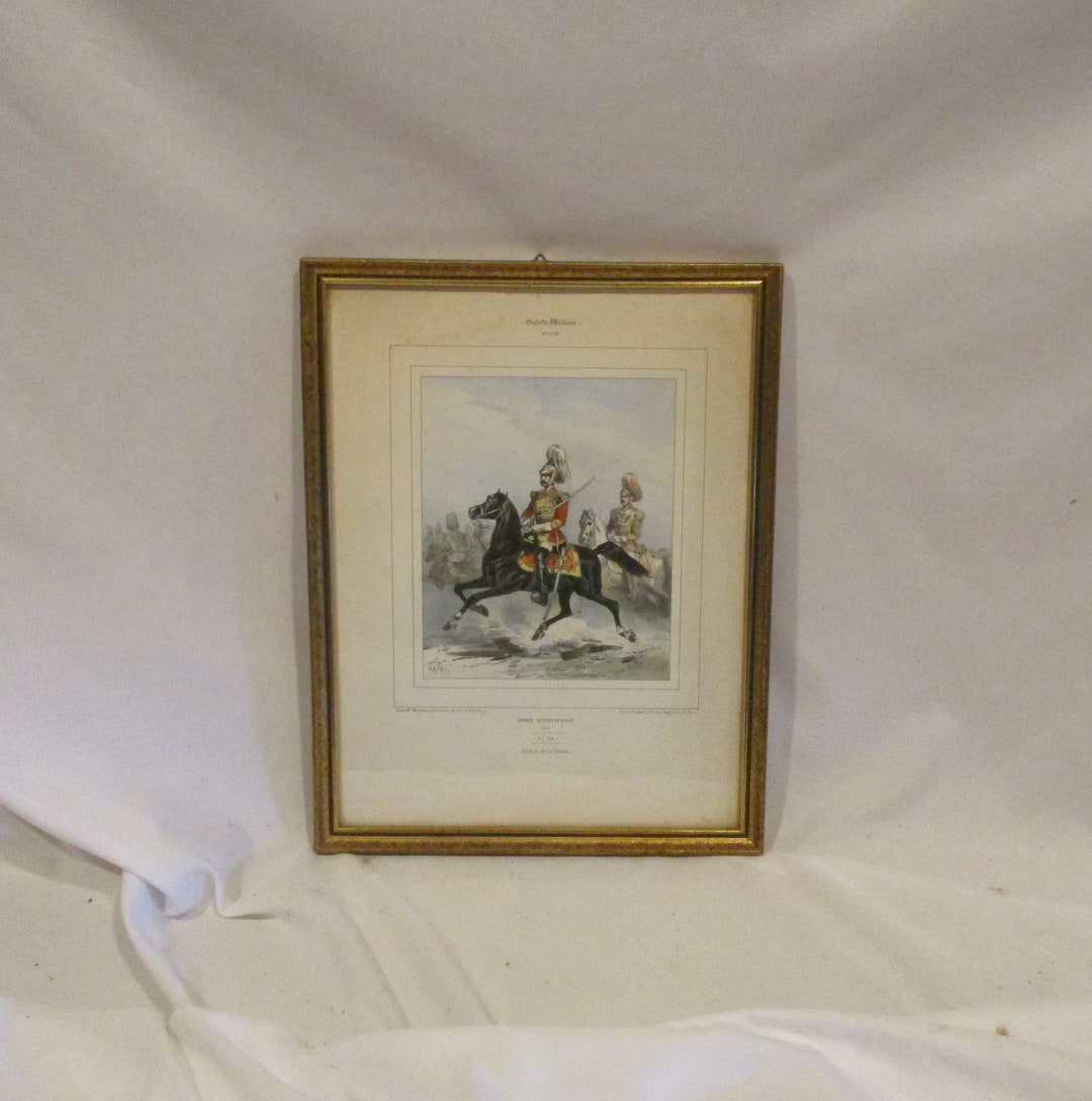 1800s French Military Lithograph, Cavalry Officer of the Austrian Army ...