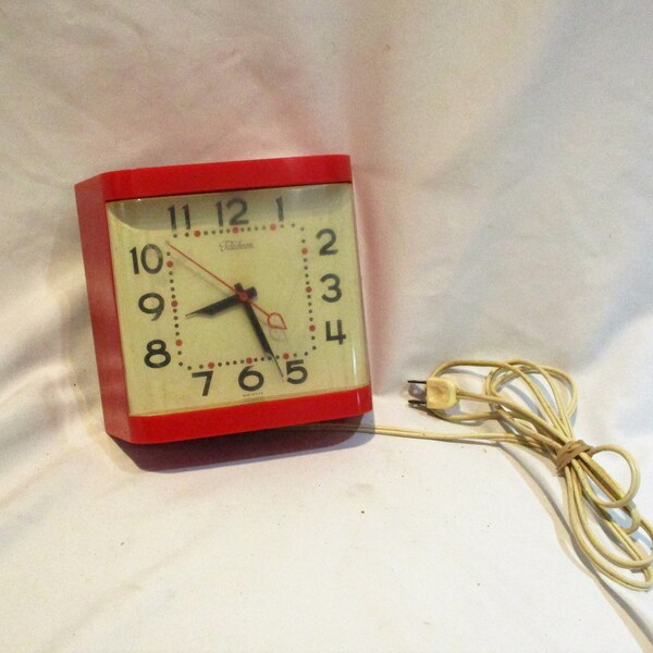 Red Kitchen Clock - Etsy