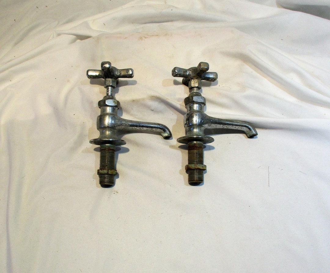 Brass Faucets, Chrome Plated, Old Matching Set of Faucets or Taps ...
