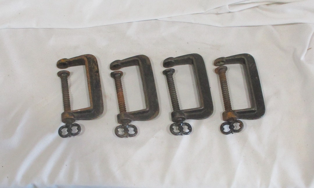 Quilt Clamps, Antique Hand Forged Metal Clamps, Set of 4 Matching ...