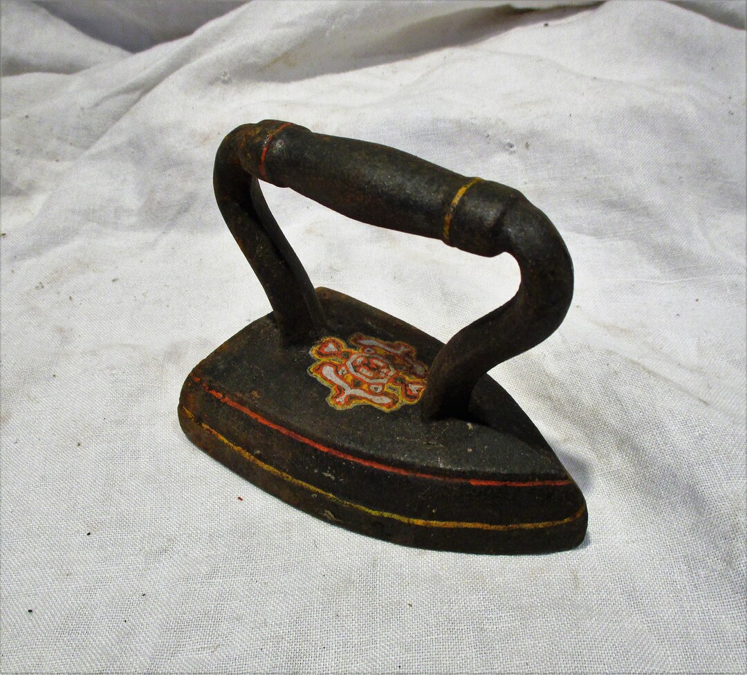 Children's Iron, Antique Folk Art Painted, Vintage Compact Clothes ...
