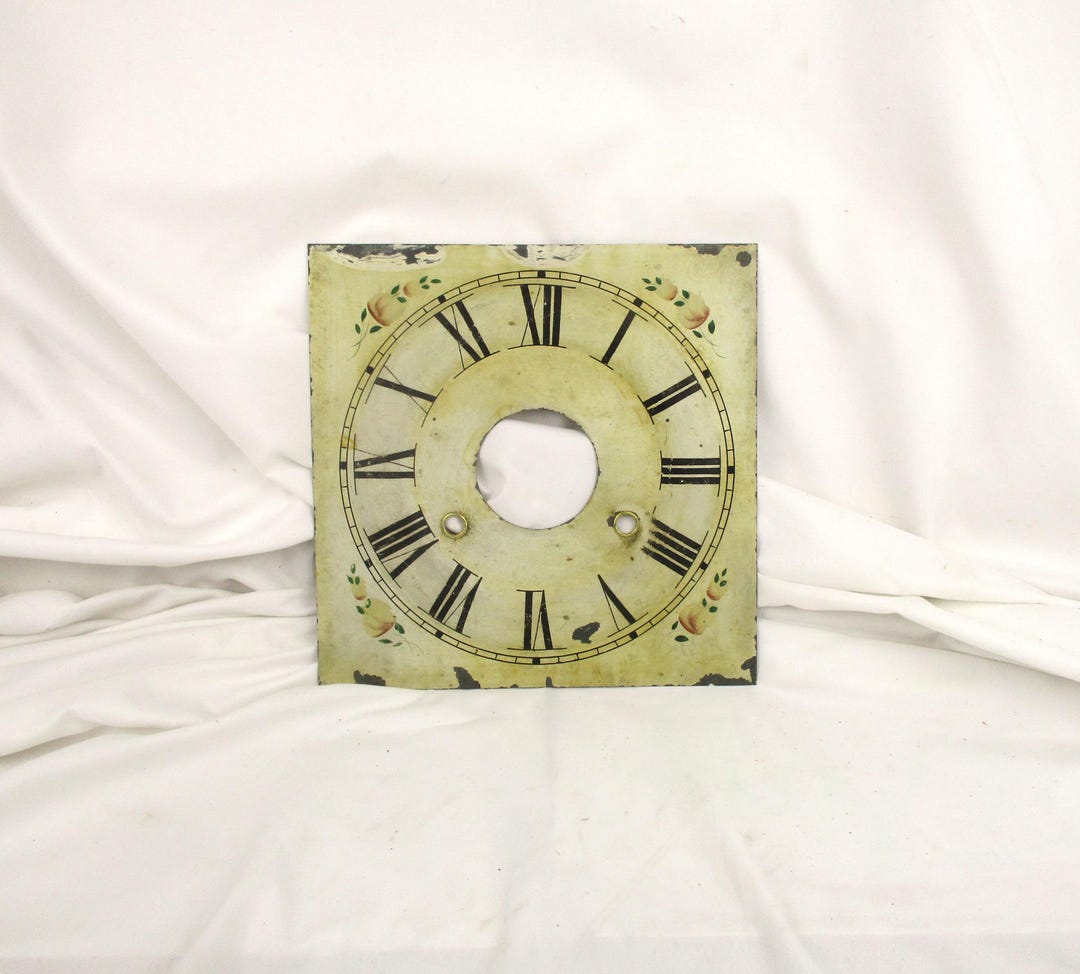 Vintage Square Clock Face: Hand-painted Floral Tin, Salvage Parts - Etsy