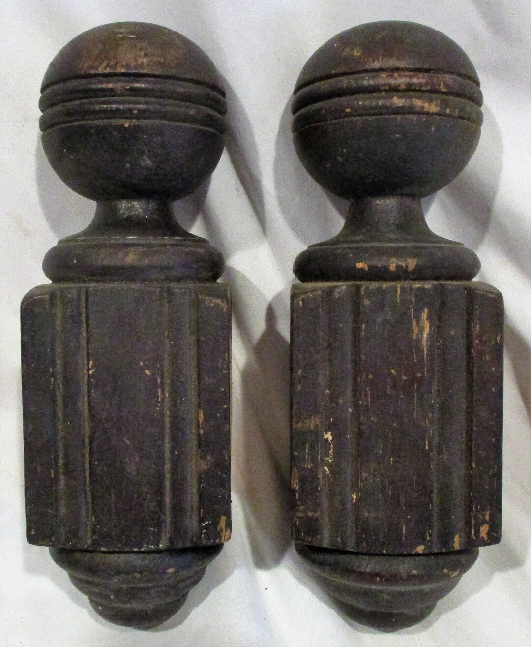 Finials, Old Pair of Wood Cannonball Finials, Vintage Architectural ...