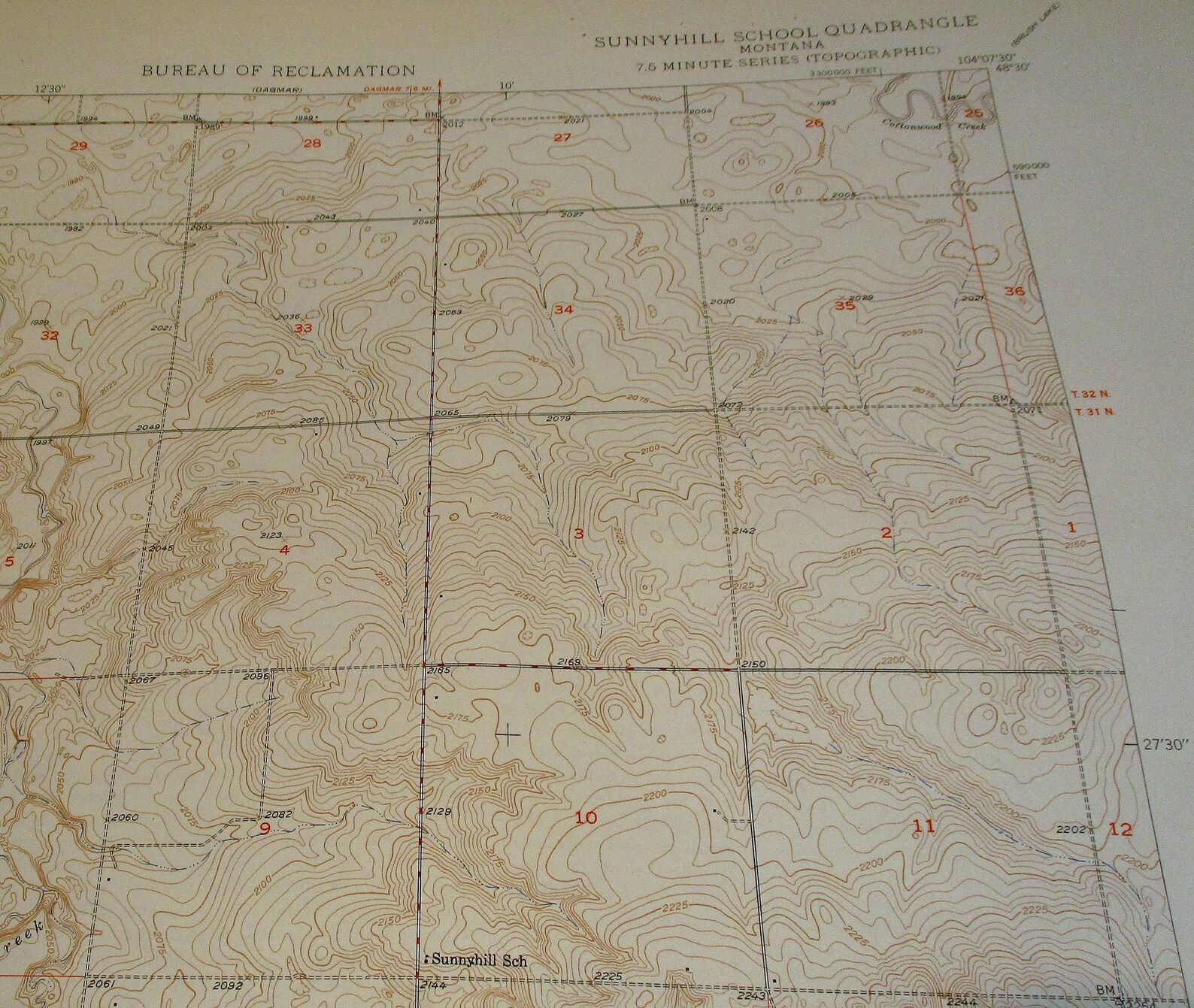 1949 Montana Antique Topographical Map Sunnyhill School - Etsy