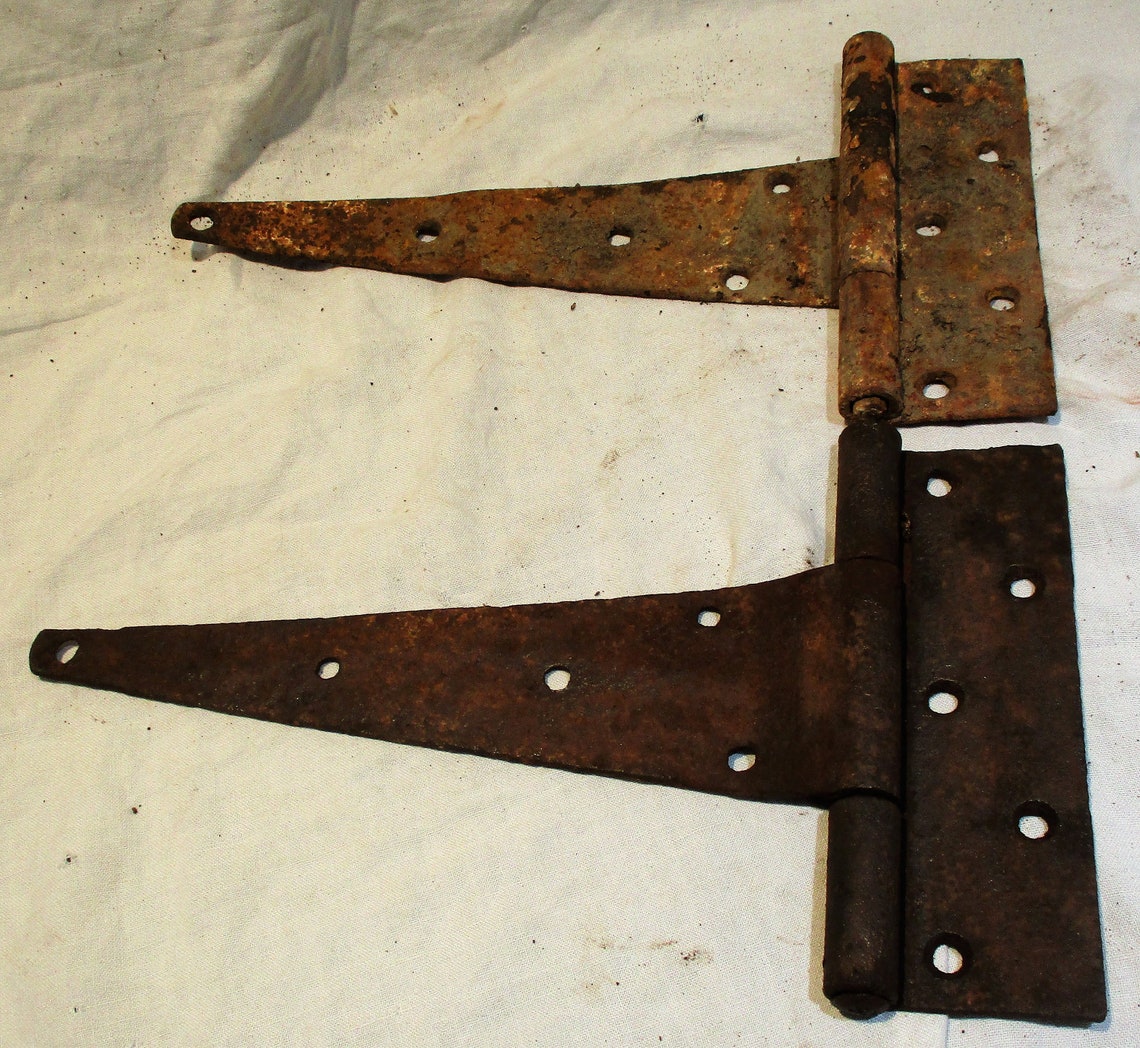 Old Hinges, Large, Heavy Duty Crusty Farm Hinges, Circa 1940s ...
