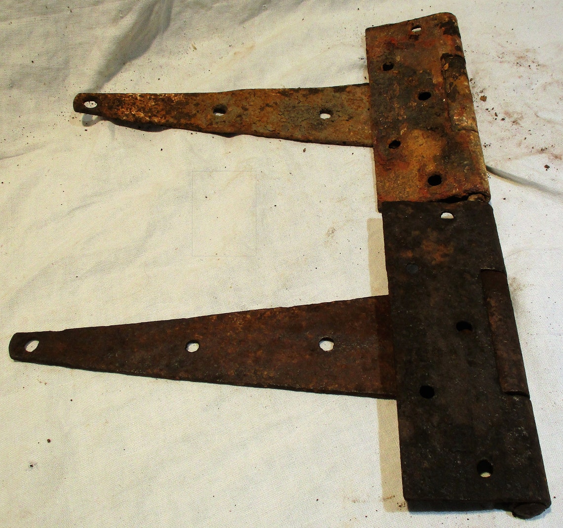 Old Hinges, Large, Heavy Duty Crusty Farm Hinges, Circa 1940s ...