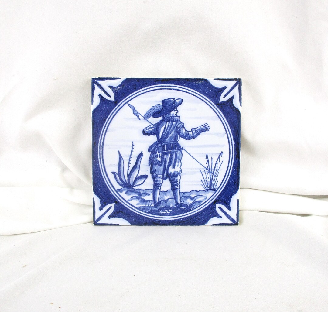 Delft Tile: Vintage Hand-painted Soldier, Blue & White, 5" - Etsy