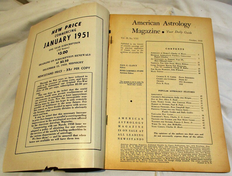 1950 American Astrology Magazine October Issue Mid Century - Etsy