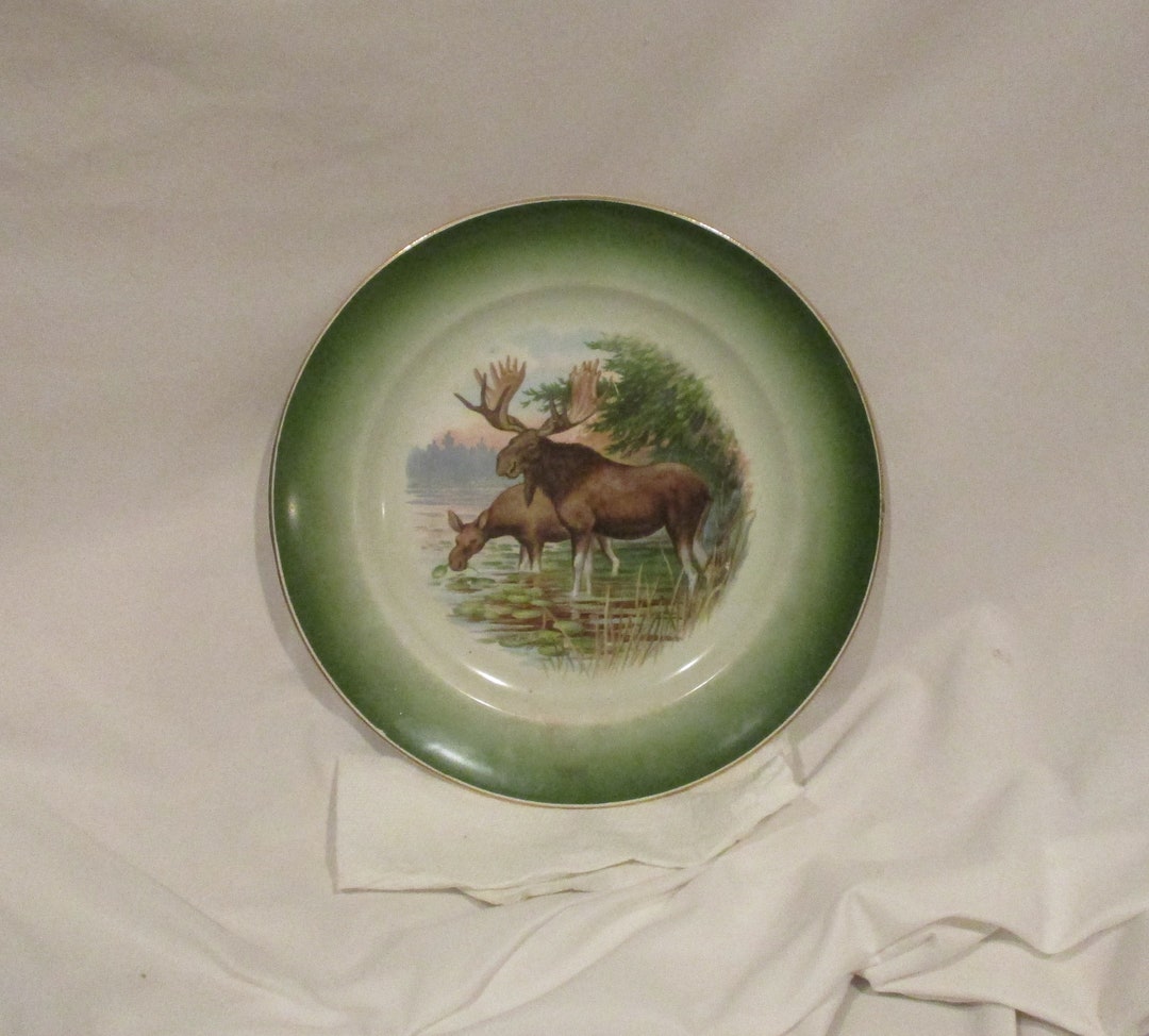 Decorative Moose Plate, American Buffalo Pottery Plate, Early 20th ...