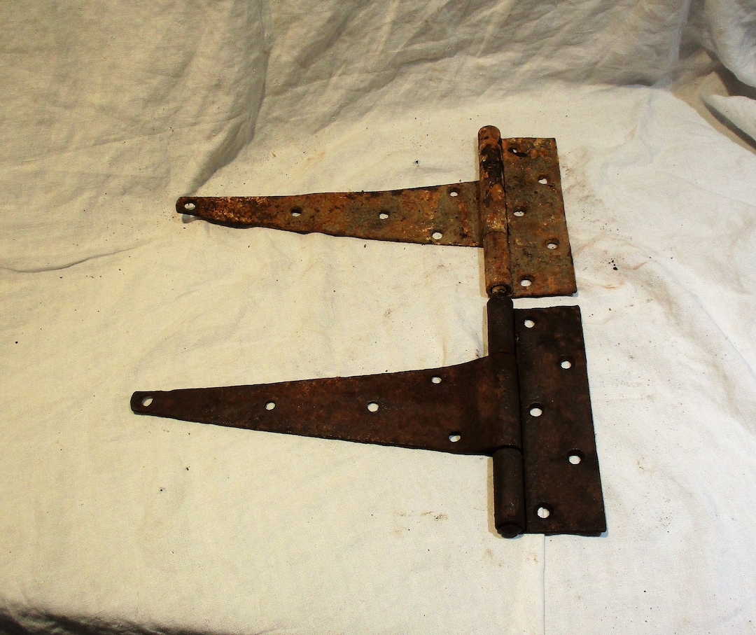 Old Hinges, Large, Heavy Duty Crusty Farm Hinges, Circa 1940s ...