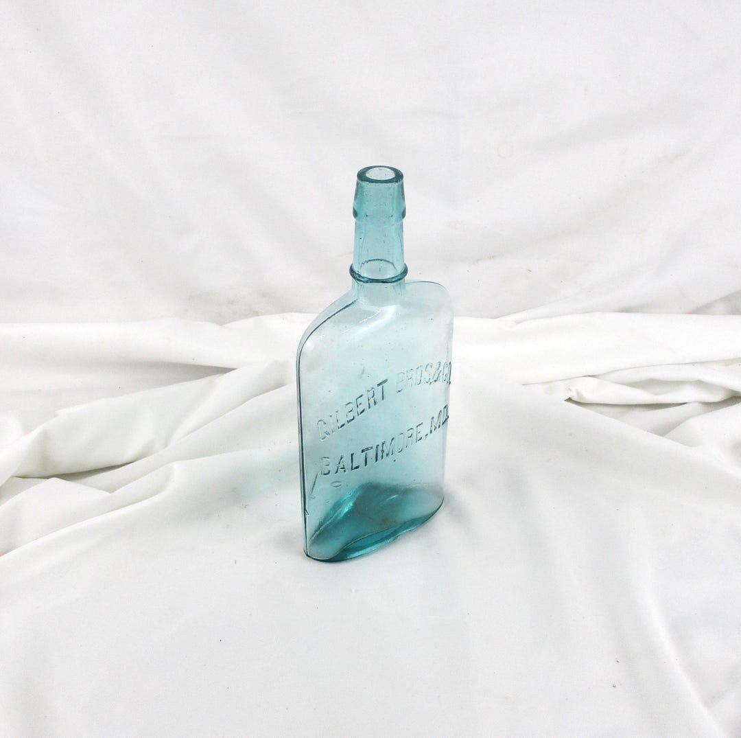 Gilbert Brothers Aqua Glass Bottle, Baltimore MD, 19th Century Flask - Etsy
