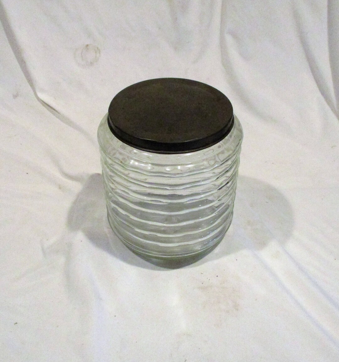 1920s Large Candy Store Jar, Old Clear Glass Round Lidded Container ...