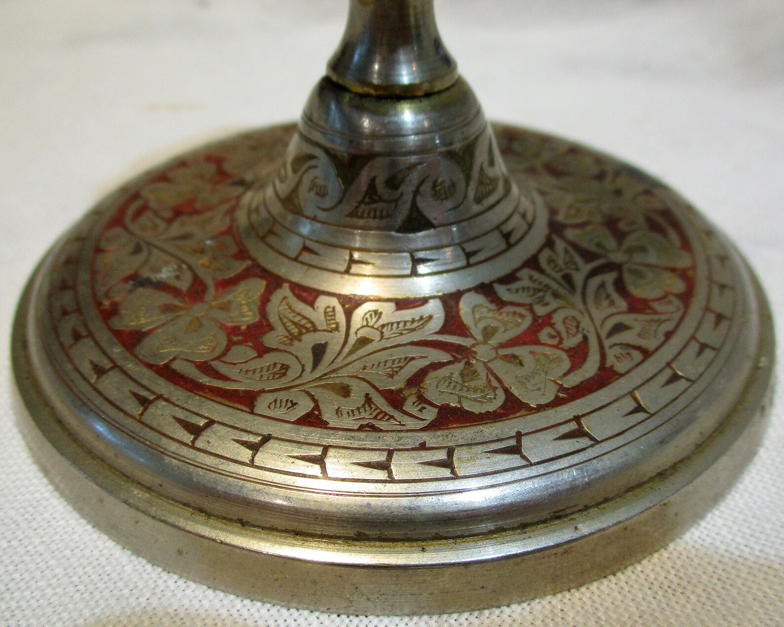 Pair of Candlesticks Vintage Antique Silver and Red Candle | Etsy