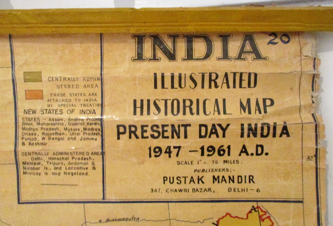 Map of India 1961 Vintage Post-colonial Educational | Etsy