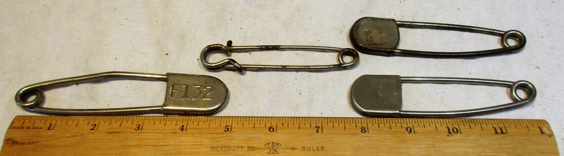 Industrial Safety Pins Silver Laundry Pins Collection of 4 - Etsy