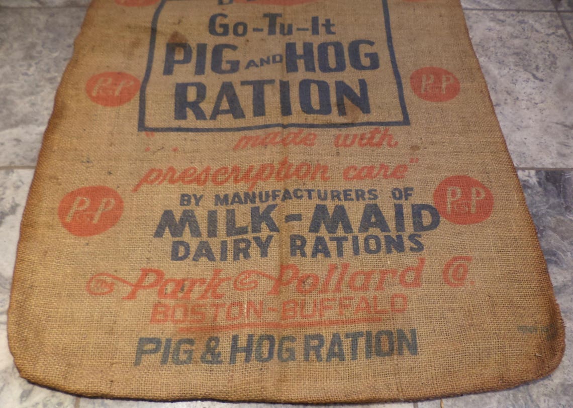 Burlap Sack Go-tu-it Pig and Hog Ration Sack Vintage Farm | Etsy