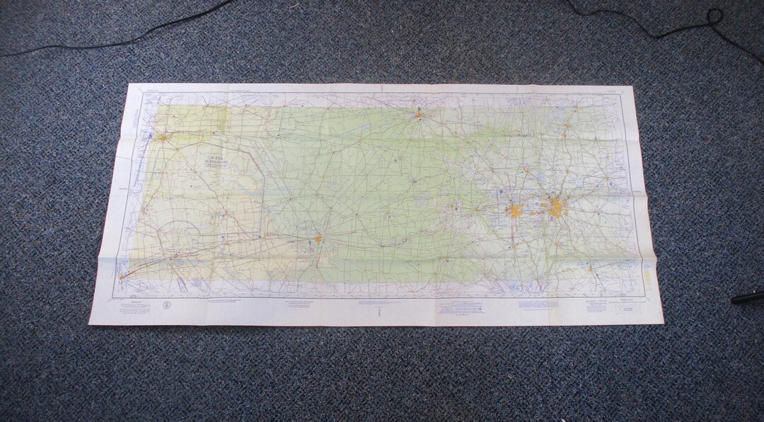 1961 Air Force Map, Aeronautical Map, Vintage Pilot's Map, Texas DFW to ...
