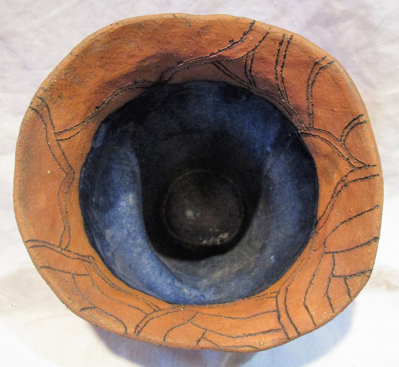 Sabra Segal Signed Vase Etched Pottery Vase Free Form - Etsy