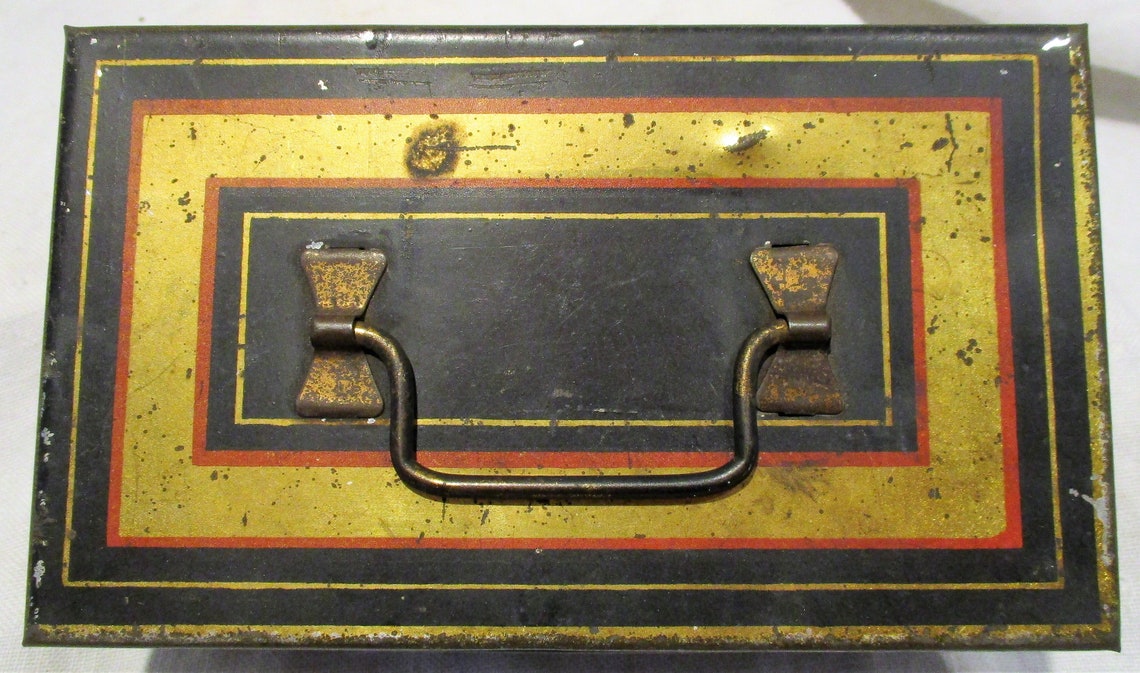 Cash Box Antique Metal Cash Drawer Old Bankers Box Unusual | Etsy