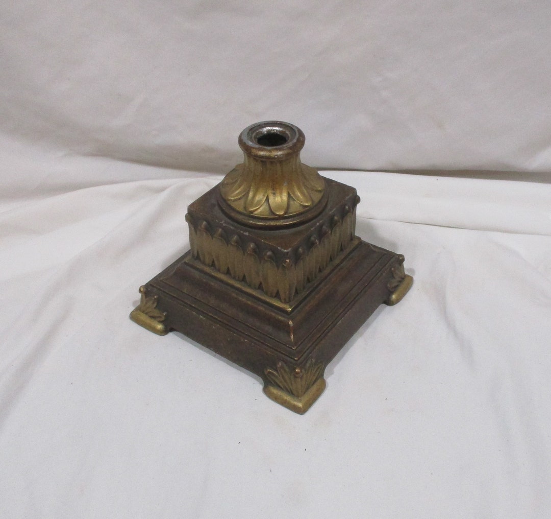 Lamp Base, Square Neoclassical Style, Vintage Lighting Salvage, Lamp ...