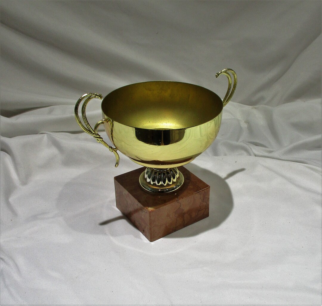 Trophy, Old Loving Cup, Original Patina, Heavy Stone Base, Unmarked ...