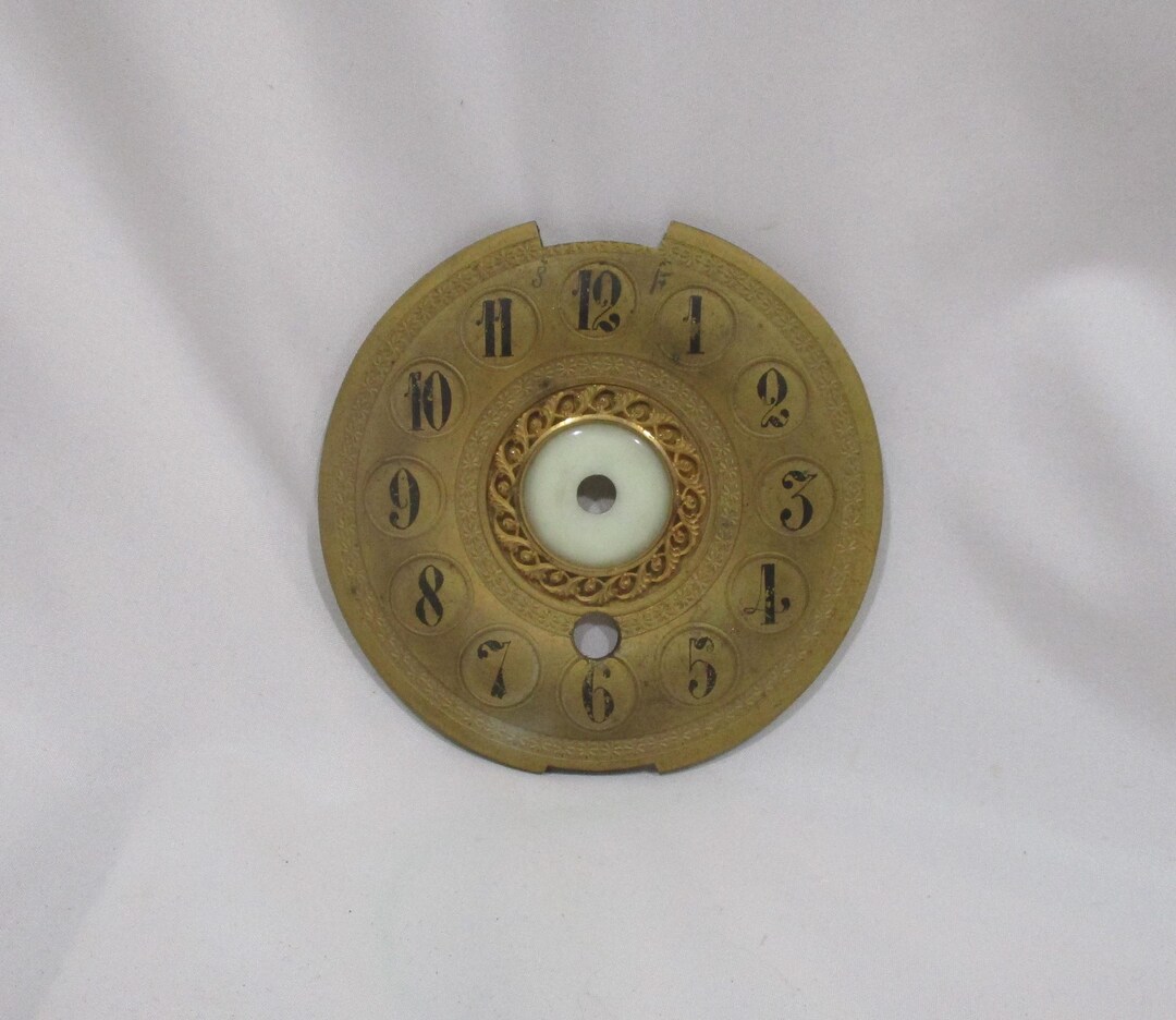 Vintage Fancy Clock Face, Arabic Numerals, Porcelain or Enamel Center ...