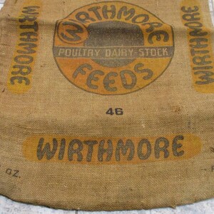 Burlap Sack, Wirthmore Feed Sack, Vintage Massachusetts Feed Bag ...