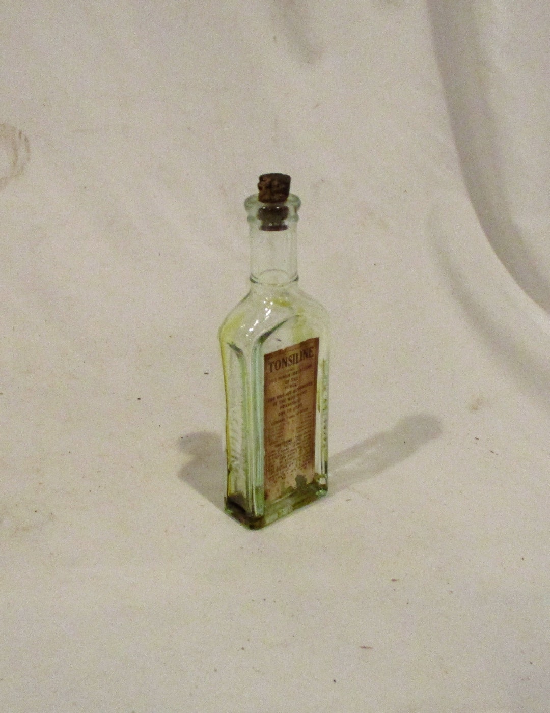 Quack Medicine Bottle, Tonsiline, Vintage Apothecary Bottle, Original Label, Vintage Laboratory ...