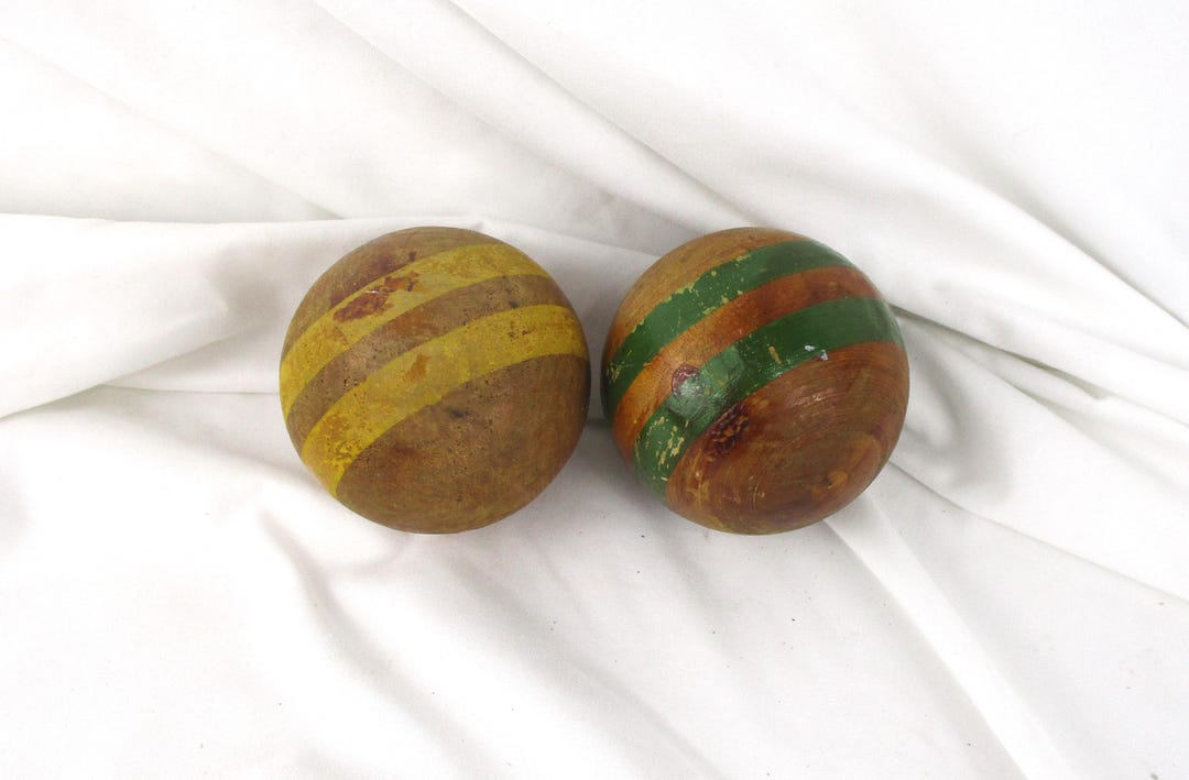 Croquet Balls, Antique Wood Balls, Game Balls, Old Flaking Paint ...