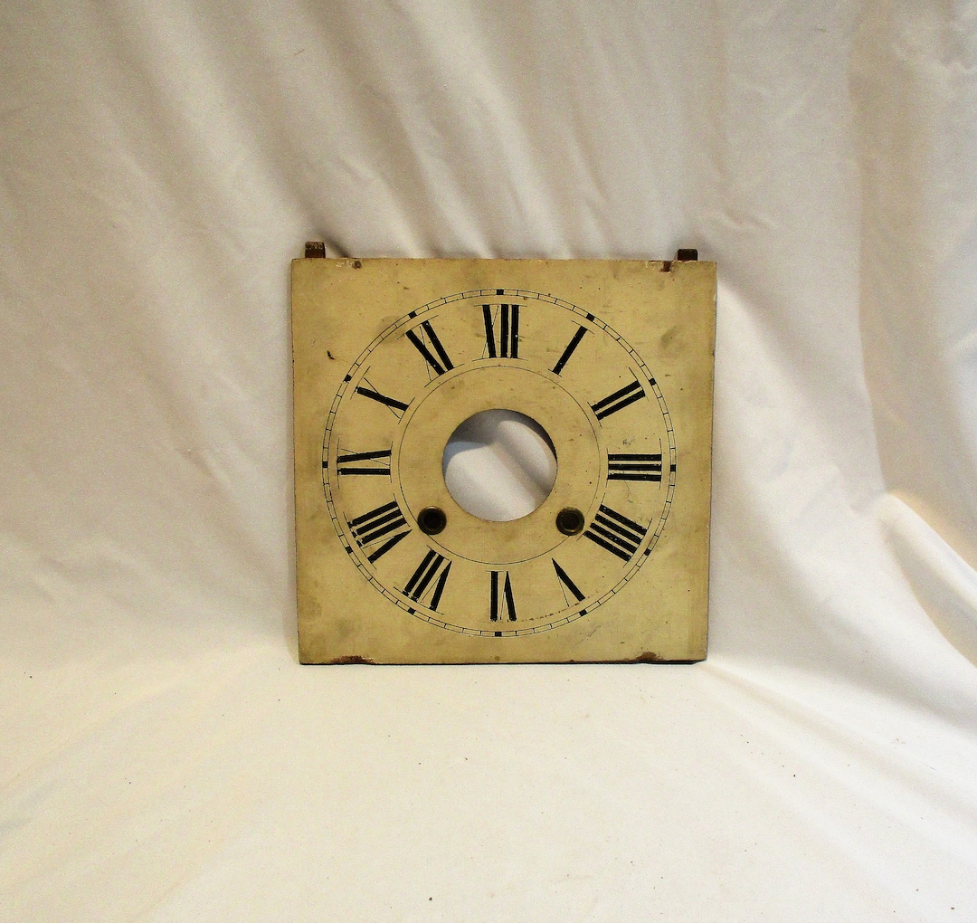 Vintage Clock Face, Roman Numerals on Wood Frame, Salvaged From Vintage ...
