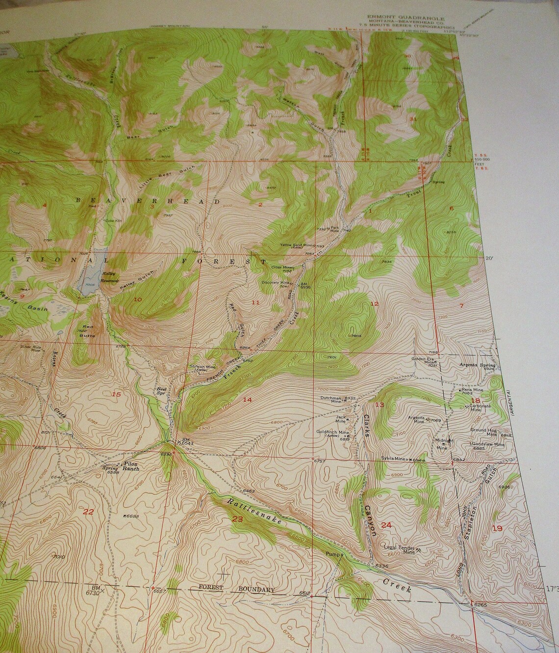 1952 Montana Vintage Topographical Map Ermont Quadrangle | Etsy