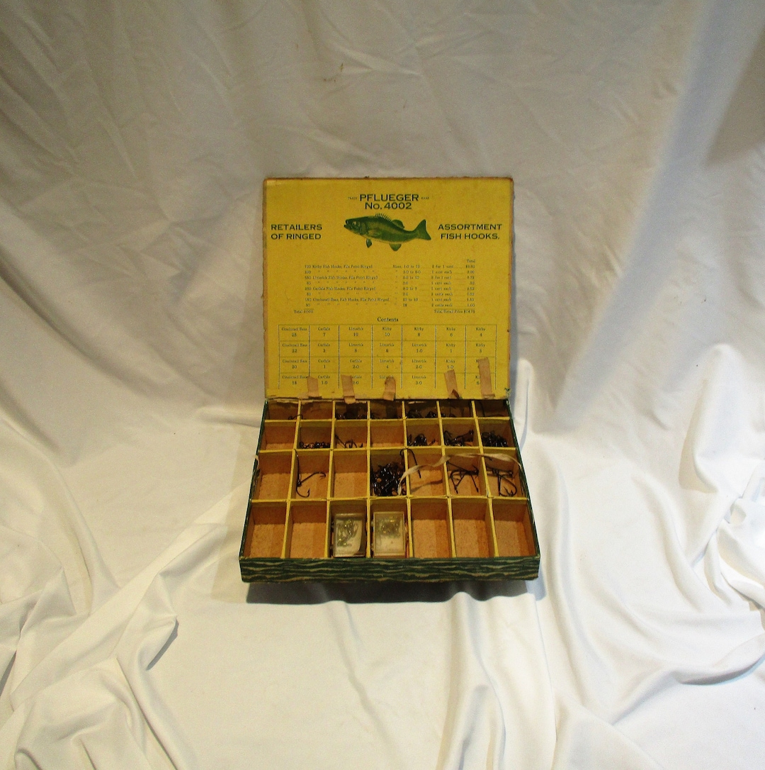 Pflueger Fish Hooks and Original Retail Display, Cardboard Fishing Gear ...