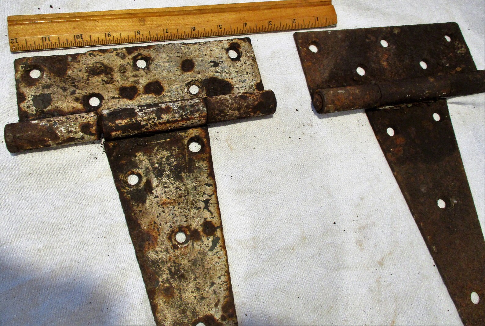 Large Hinges, Heavy Duty Crusty Old Farm Hinges, Circa 1940s ...