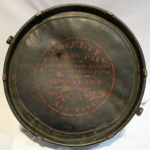 Collapsible Bucket, Early Goodyear Company 19th Century Rubber Bucket ...