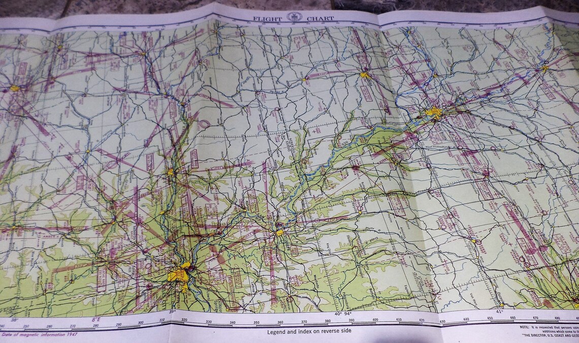 Flight Chart 1948 Vintage Pilot's Map Minneapolis to - Etsy
